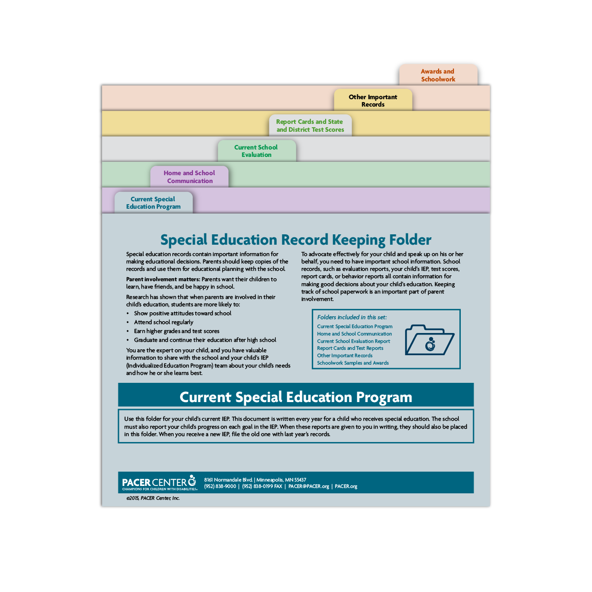 Special Education Record Keeping Folder - 7 Piece Set – PACER Center